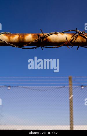 fence, razor wire, barrier, fences, razor wires, barriers Stock Photo ...