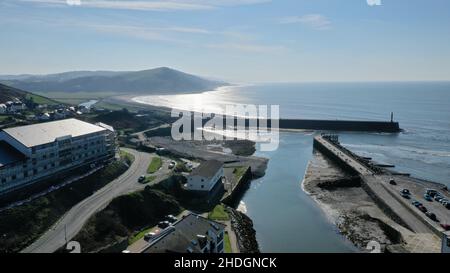 Aerial Photograph Aberystwyth Marina, Harbour, Boats and Town Stock ...