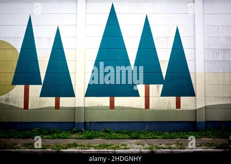christmas tree, mural, christmas trees, murals Stock Photo - Alamy