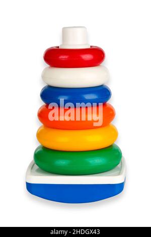 Vertical shot of the toy plastic pyramid cups on the floor Stock Photo ...