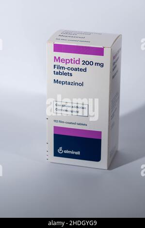 Drug box of Morphine,pain medication of the opiate.On a table and in ...