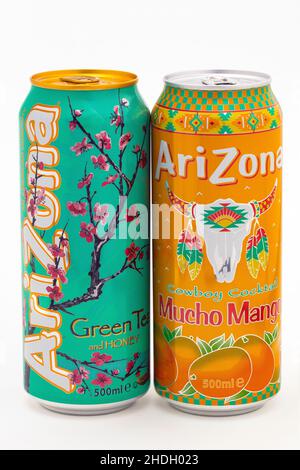 Food cans on the side on a white background Stock Photo - Alamy