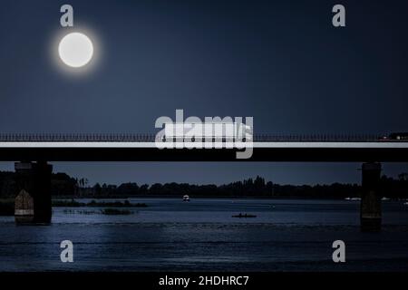 full moon, highway bridge, mainline, full moons, highway bridges ...