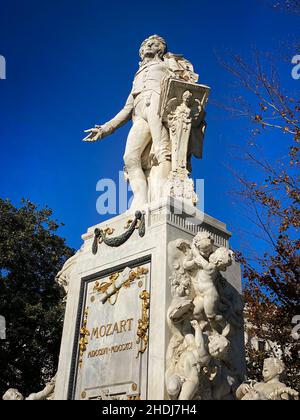 Low angle view of a statue, Mozart Statue, Salzburg, Austria Stock ...