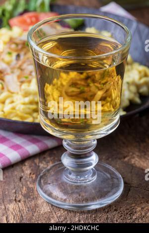 White wine and tarte flambée Stock Photo - Alamy