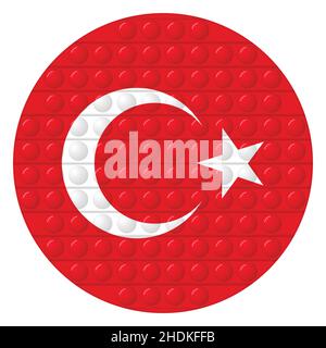 Glass light ball with flag of Turkey. Round sphere, template icon ...
