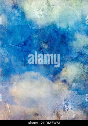 Vertical shot of a blue abstract painting isolated on a white ...