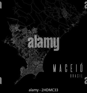 Area map of Maceió, Brazil. Dark background version for infographic and ...