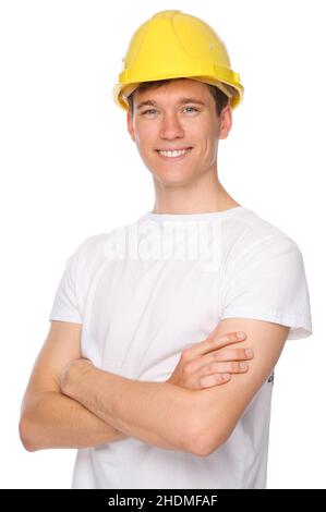 Blue-collar worker looking at construction site Stock Photo - Alamy