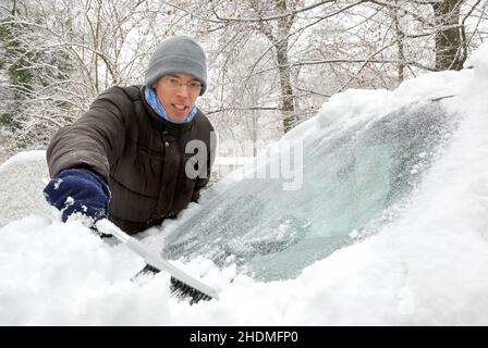 man, scraping ice, guy, men, scraping ices Stock Photo - Alamy