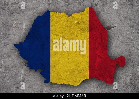 Romania Map with Flag Colors on Light Blue Background Stock Photo - Alamy