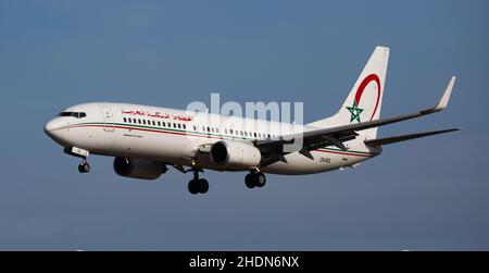 Aircraft of Moroccan airlines during landing in airport Stock Photo - Alamy
