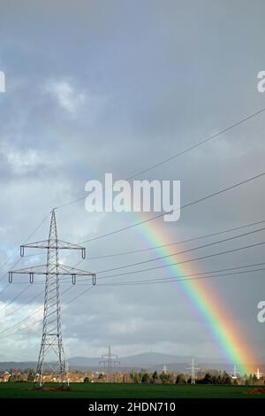 electrical tower, rainbow, electrical towers, rainbows Stock Photo - Alamy