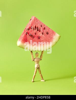 carrying, watermelon, melon pieces, carry, watermelons, melon piece ...