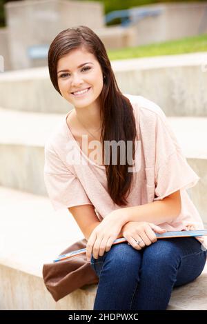 break, schoolgirl, schoolyard, breaks, rest, resting, girl, girls ...