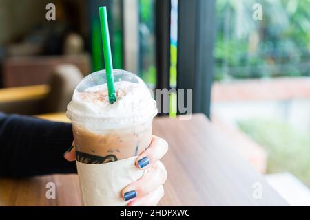 ice mocca at coffee shop background Stock Photo - Alamy