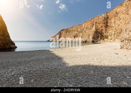 pebble beach, crete, gravel beach, pebble beachs, cretes Stock Photo ...
