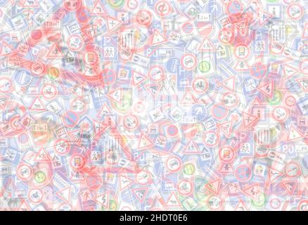 Various objects and symbols of traffic signs. Internal orientation ...