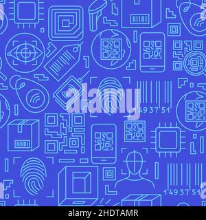 RFID, qr code, barcode line icon set. Price tag scanner, label reader ...