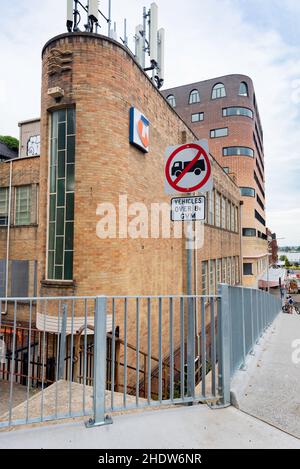 A section of the 1930's built Telstra telephone exchange building with ...