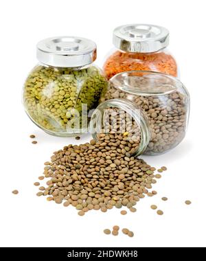 lentil, glass containers, lentils, glass container Stock Photo - Alamy