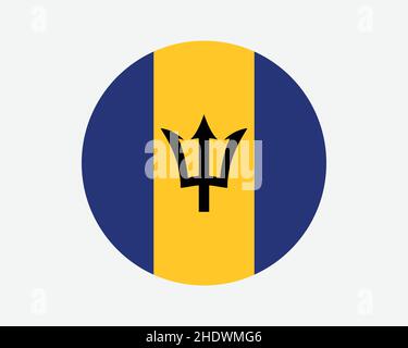 Barbados Round Circle Flag. Barbadian Circular Button Banner Icon. EPS ...