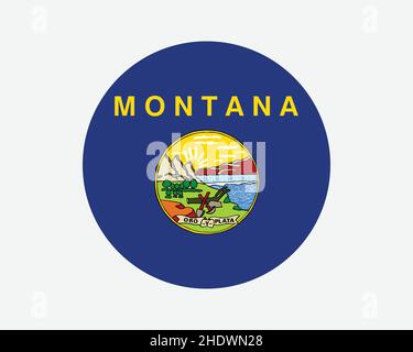 Montana Badge. Round logo of US state with triangular mesh map and ...