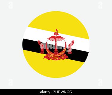 Brunei flag - circle vector flag isolated on checkerboard transparent ...