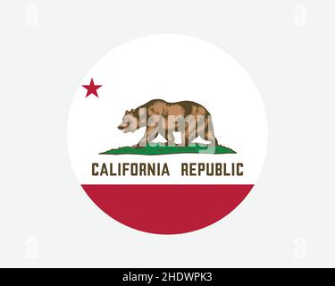 California Round Circle Flag. CA USA State Circular Button Banner Icon ...