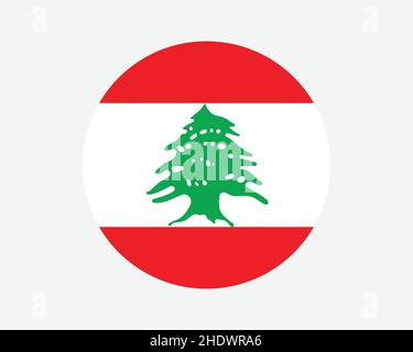 Lebanon Round Circle Flag. Lebanese Circular Button Banner Icon. EPS ...
