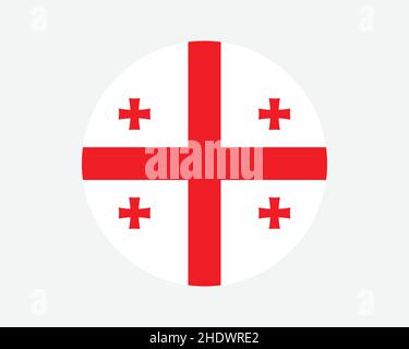 Flag of Georgia round icon, badge or button. Georgian national symbol ...