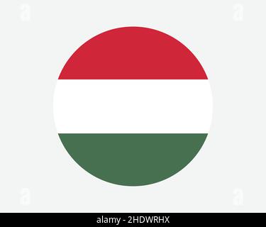 Vector illustration round Hungarian flag and currency symbol HUF ...