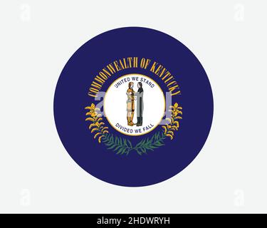 Kentucky icon. Round logo with US state map and title. Stylish Kentucky ...