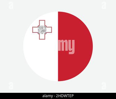 Malta circle button icon. Maltese round badge flag with shadow. 3D ...