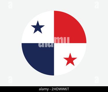 Panama Round Circle Flag. Panamanian Circular Button Banner Icon. EPS ...