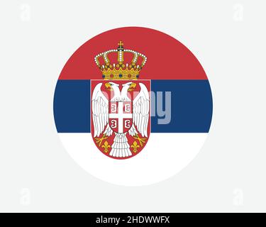 Serbia Round Circle Flag. Serbian Circular Button Banner Icon. EPS ...