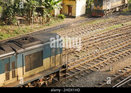 dhaka bangladesh 23 november 2021. train platform at sunset in khilgao ...