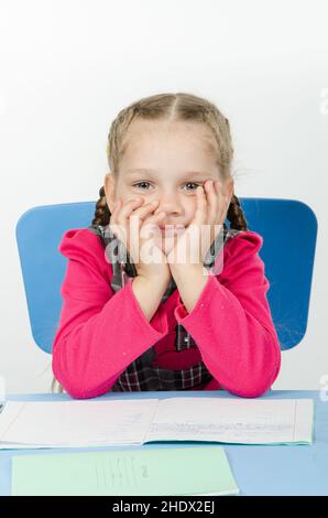 girl, desk, homework, girls, desks, homeworks Stock Photo - Alamy