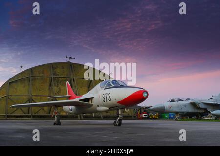Hawker Hunter T8, Cornwall Aviation Heritage Centre Stock Photo - Alamy