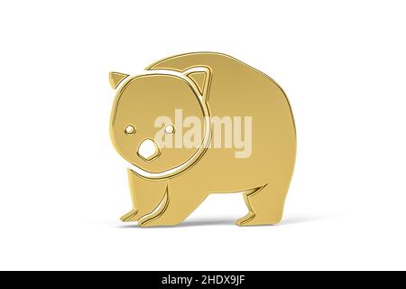 Golden 3d wombat icon isolated on white background - 3d render Stock Photo - Alamy
