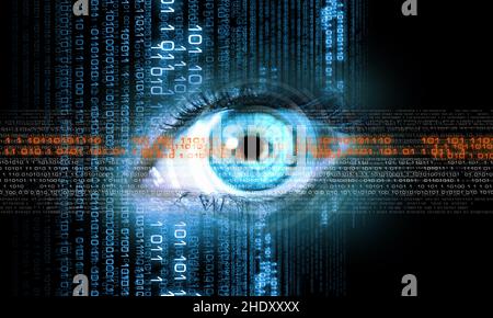 eye, monitoring, spy, identification, scanners, binary code, eyes ...