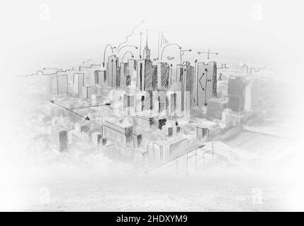 skyscraper, man made structure, statics, blueprint, high rise ...