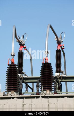 Outdoor Electrical substation with isolators and cables Stock Photo - Alamy
