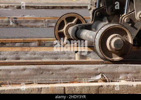 tracked excavator, rail track construction Stock Photo - Alamy
