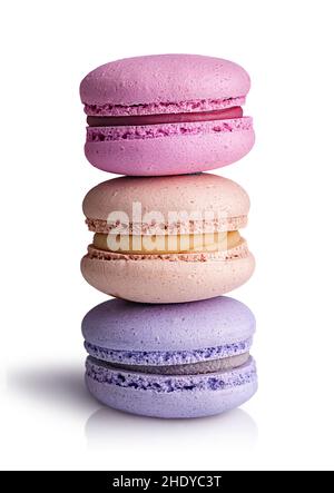 French colorful macarons stacks on pastel background, copy space Stock ...