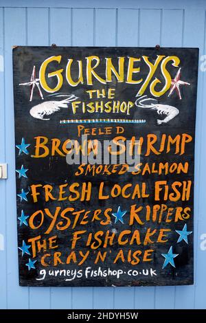 Gurneys Fish shop store sign in The Popular North Norfolk village of ...