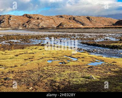 Low tide at Badnabay on the southern shore of Loch Laxford on the ...