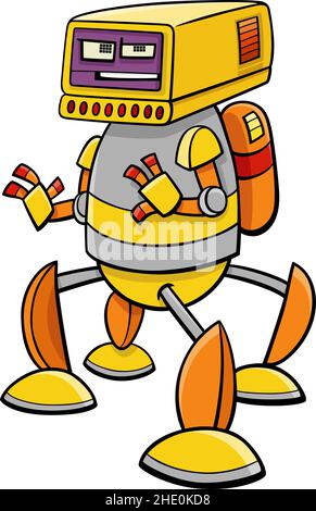 Vector cartoon illustration of an angry robot getting ready for battle ...