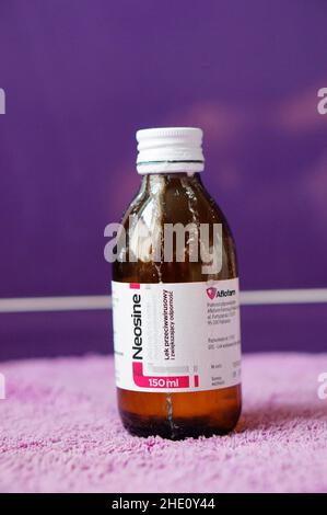Polish Neosine syrup medicine against cold and flu in a box Stock Photo ...