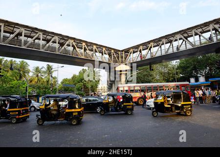 Bandra skywalk pedestrian walkway above at Station road, Mumbai, India ...